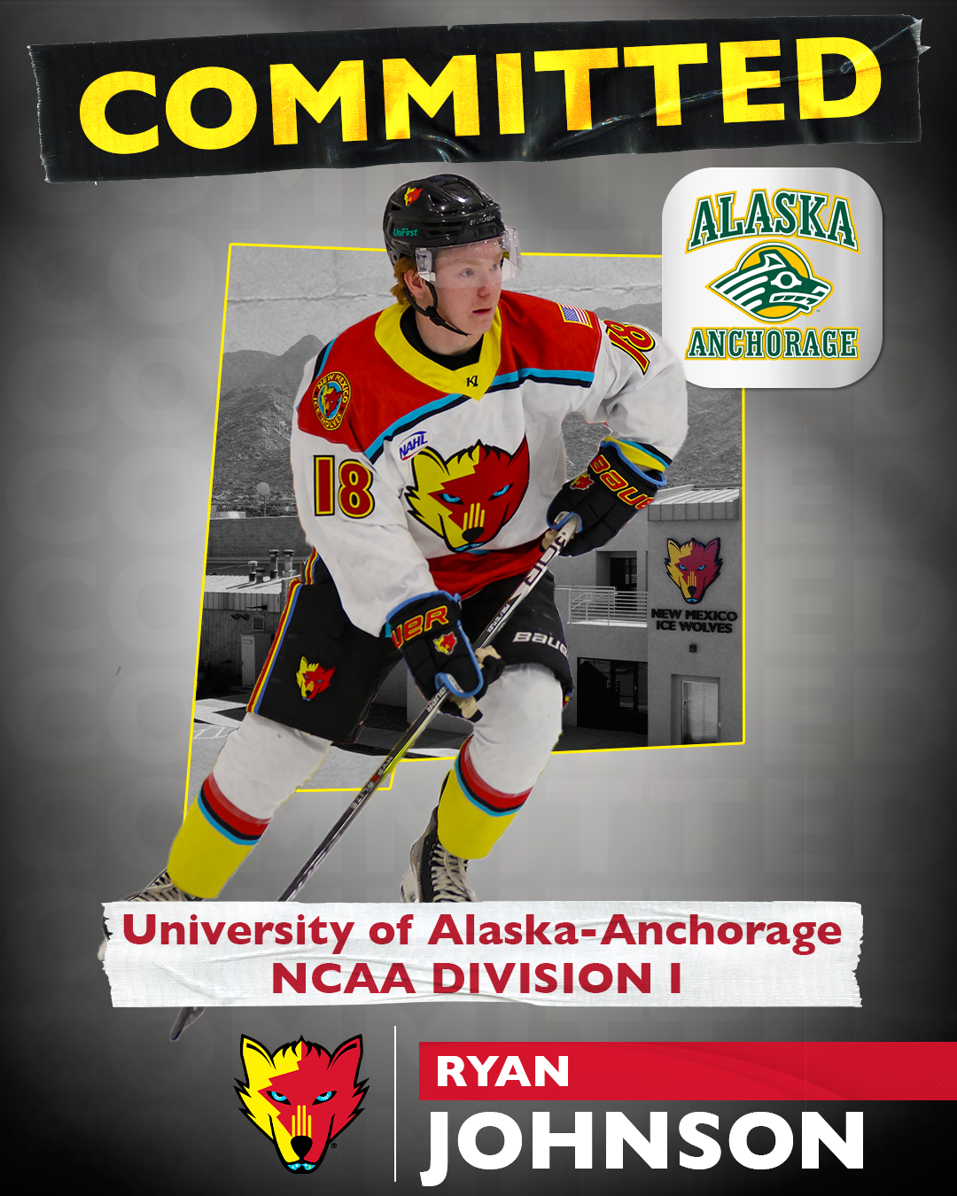 RYAN JOHNSON COMMITS TO UNIVERSITY OF ALASKA-ANCHORAGE - NEW MEXICO ICE ...