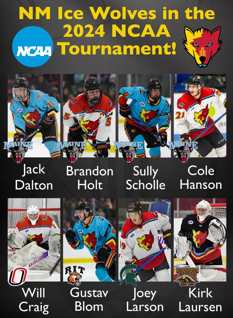 Eight Ice Wolves Alumni in the 2024 NCAA Tournament - NEW MEXICO ICE WOLVES